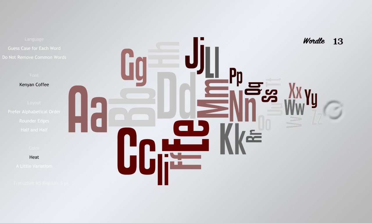 Wordle 34 font examples in 6 color styles, Which one do you like?