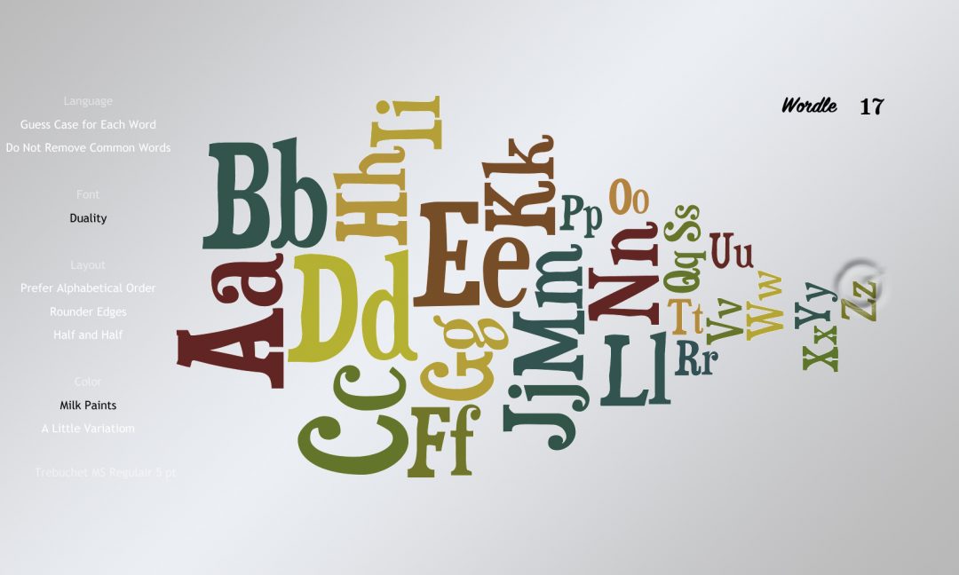 Wordle 34 font examples in 6 color styles, Which one do you like?