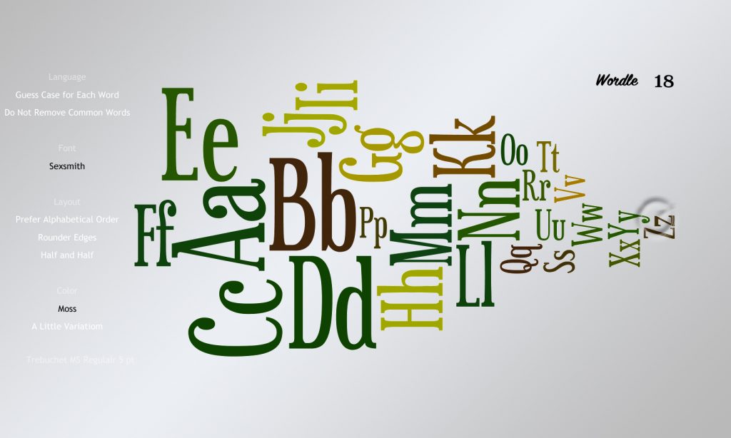 Wordle 34 font examples in 6 color styles, Which one do you like?