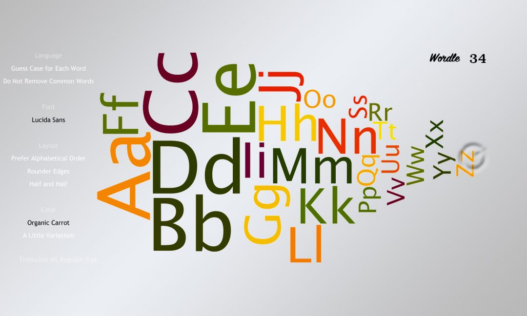 Wordle 34 font examples in 6 color styles, Which one do you like?